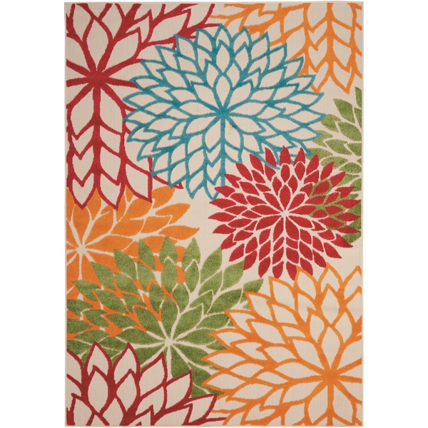 Red Bright Floral Burst Outdoor Area Rug, 5x7 | Kirklands Home
