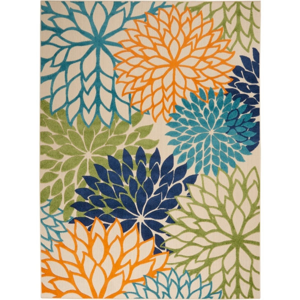 Orange Bright Floral Burst Outdoor Area Rug, 7x10 | Kirklands Home