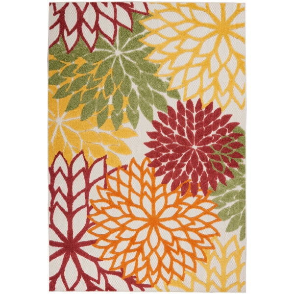Red Floral Burst Outdoor Area Rug, 5x7 | Kirklands Home