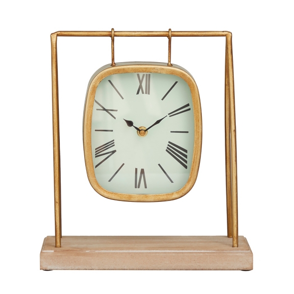 Distressed Gold Frame Square Tabletop Clock | Kirklands Home