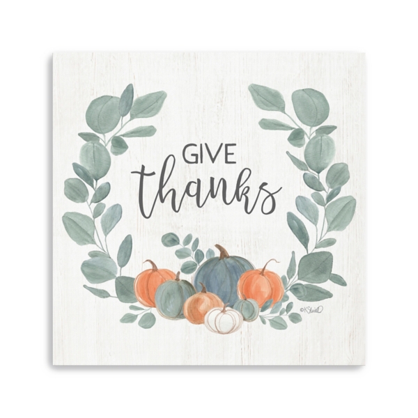 Give Thanks Eucalyptus Pumpkin Giclee Canvas Print | Kirklands Home