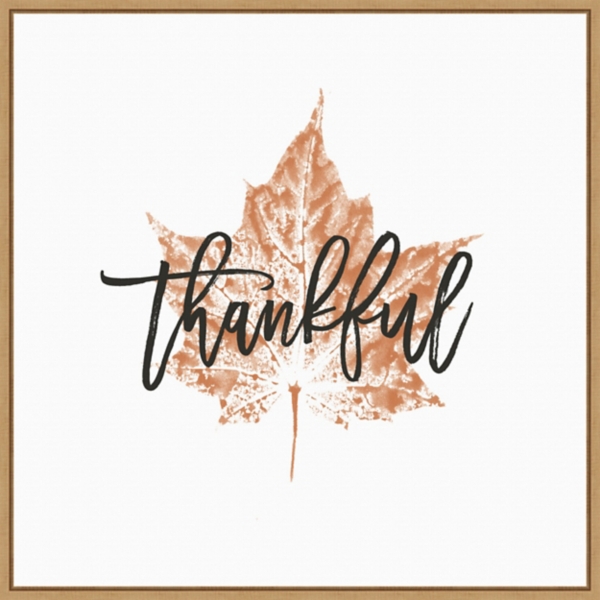 Thankful Leaf Stamp Framed Canvas Art Print | Kirklands Home