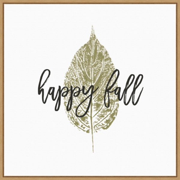 Happy Fall Leaf Stamp Framed Canvas Art Print | Kirklands Home