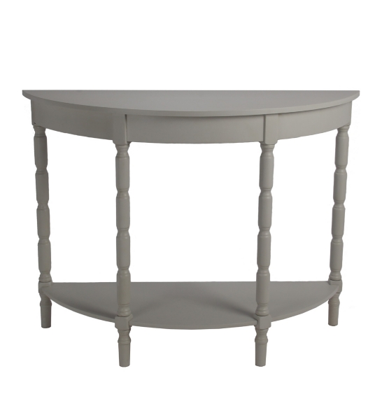 Kirklands Beige Wood and Metal Half Moon Console Table | Hamilton Place