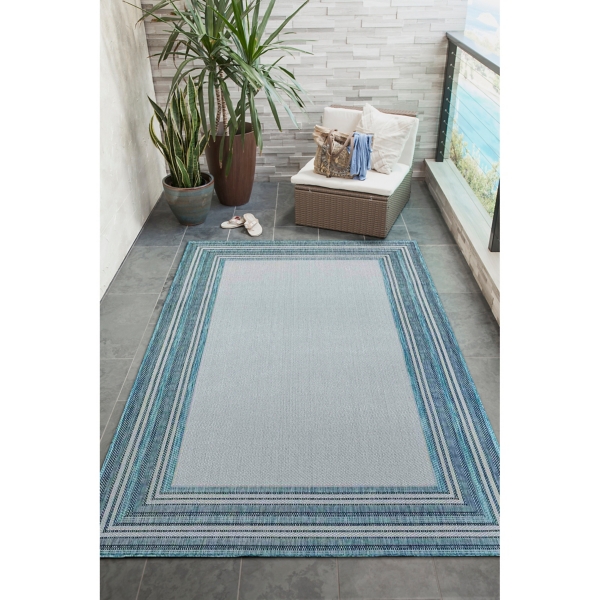 Seaglass Lined Frame Outdoor Area Rug, 6x9 | Kirklands Home