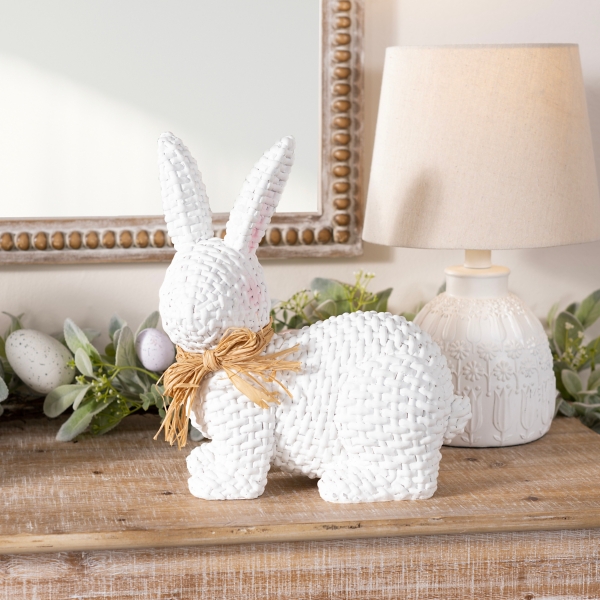 Kirklands White Wicker Bunny Decoration | Hamilton Place