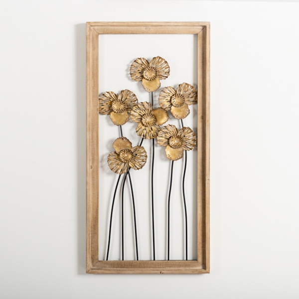 Wood Gold Metal Flowers Ii Wall Plaque Kirklands Home