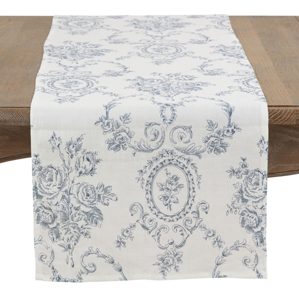 Blue and White Floral Table Runner, 120 in. | Kirklands Home