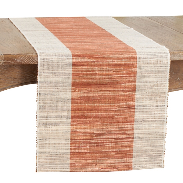 Tan and Orange Shimmer Banded Table Runner | Kirklands Home