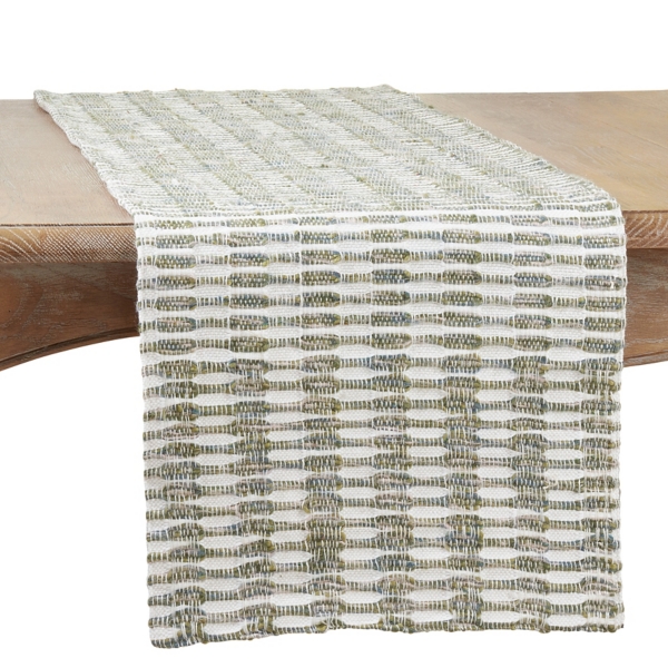 Green Tea Woven Stripe Table Runner, 90 in. | Kirklands Home