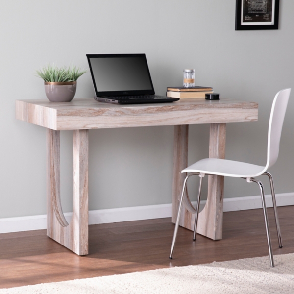 Cream Wood Faux Marble Desk | Kirklands Home