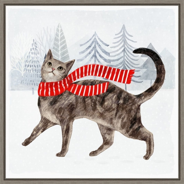 Cat with Red Scarf Christmas Canvas Wall Plaque | Kirklands Home