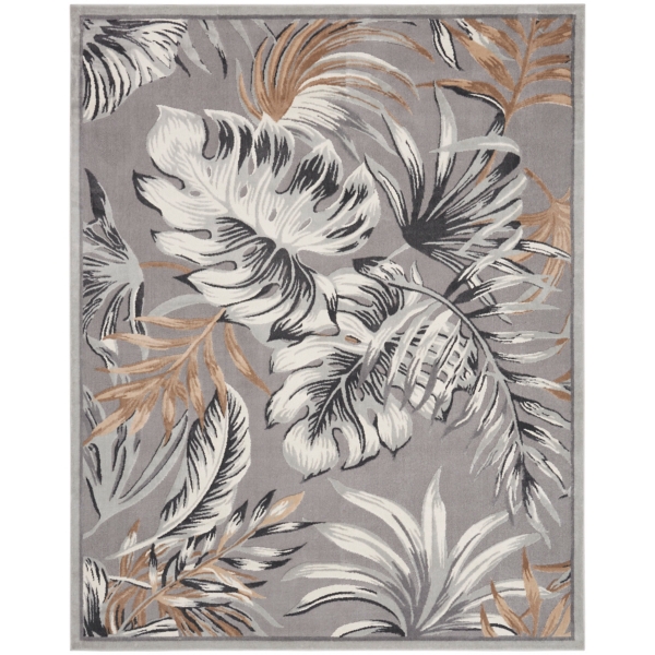 Gray Grand Leaf Coastal Area Rug, 7x9 | Kirklands Home