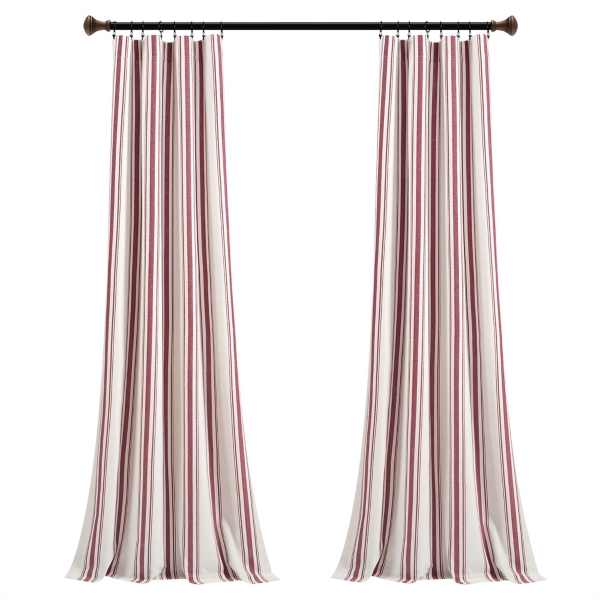 Red Stripe Farmhouse Curtain Panel Set, 95 in. | Kirklands Home