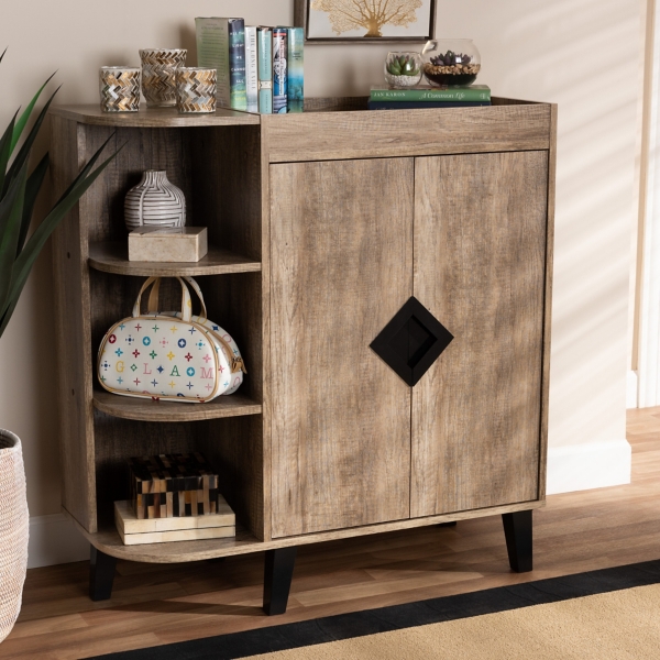 Rustic Oak Open Shoe Storage Cabinet | Kirklands Home