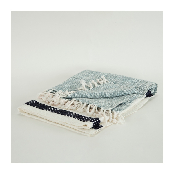 Blue and Ivory Colorblock Throw | Kirklands Home