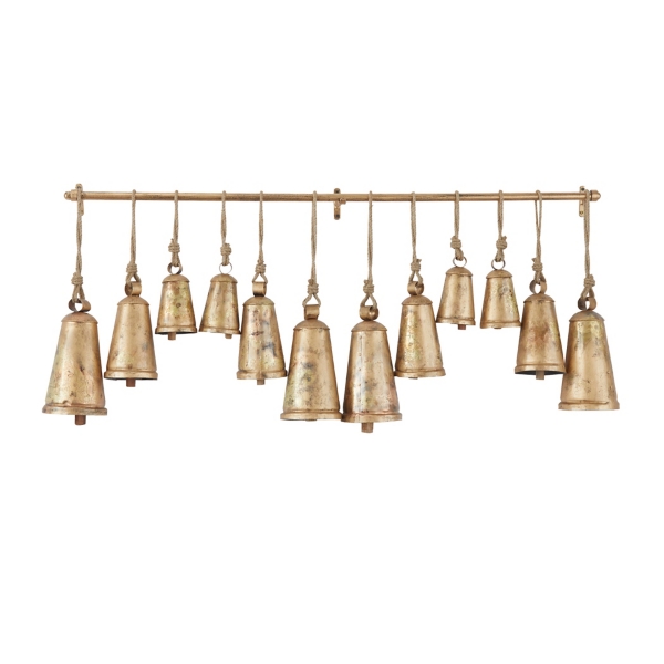 Aged Gold Triangle Bells Wall Plaque | Kirklands Home
