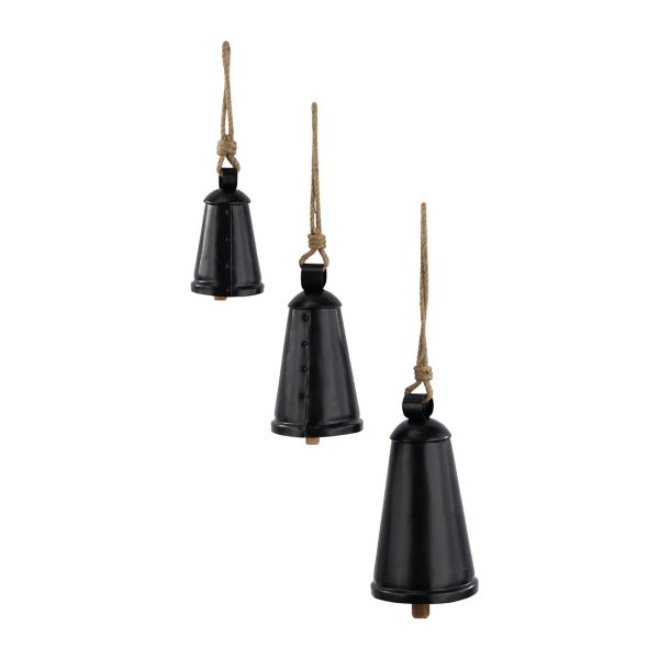 Triangular Black Iron Hanging Bells, Set of 3 | Kirklands Home