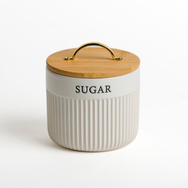 Sugar Ribbed Ceramic Canister | Kirklands Home