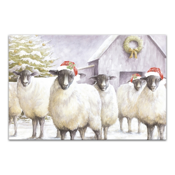 Festive Sheep Christmas Canvas Art Print | Kirklands Home