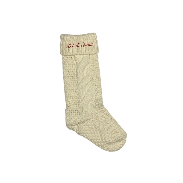 Cream Let It Snow Christmas Stocking | Kirklands Home