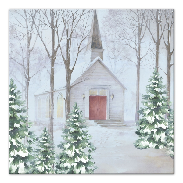 Snowy Church Canvas Art Print | Kirklands Home