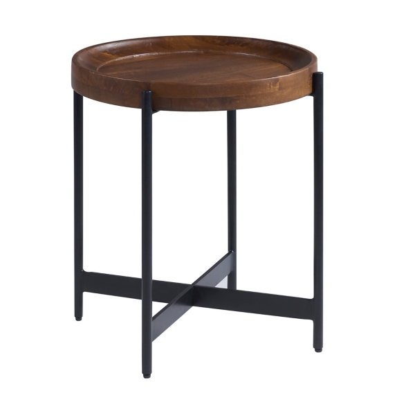 Acacia Wood Round Tray Top Side Table