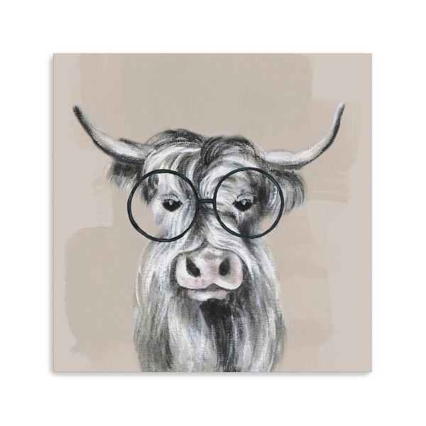 Neutral Cow Glasses Giclee Canvas Art Print | Kirklands Home