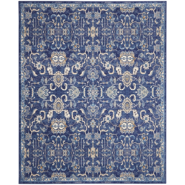 Navy and Beige Botanical Area Rug, 7x9 | Kirklands Home