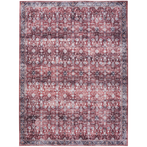 Brick Vintage Floral Washable Area Rug, 5x7 | Kirklands Home