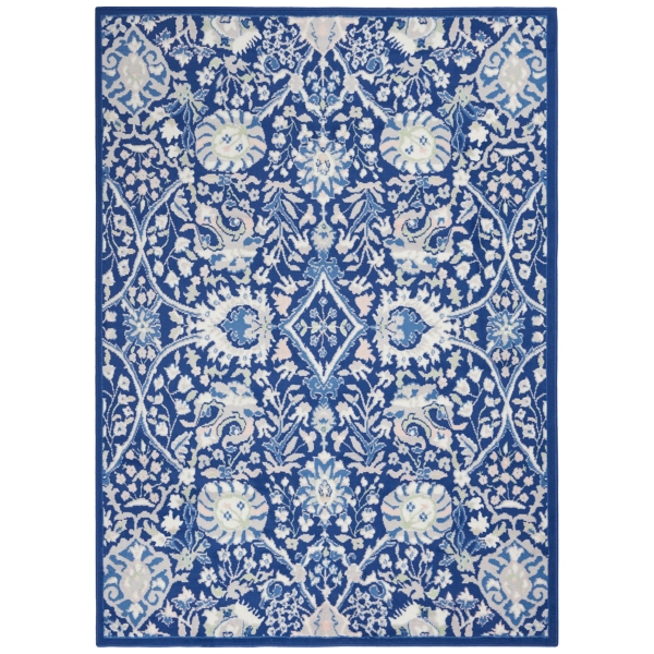 Royal Blue Floral Motif Area Rug, 5x7 | Kirklands Home