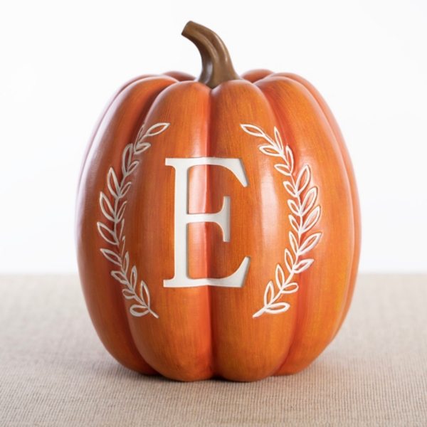 Orange Monogram E Pumpkin Statue | Kirklands Home