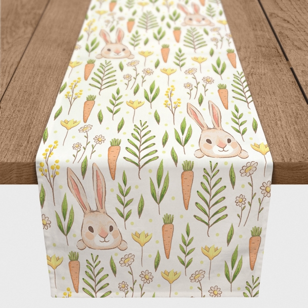 Easter Bunnies and Carrots Table Runner, 72 in. | Kirklands Home