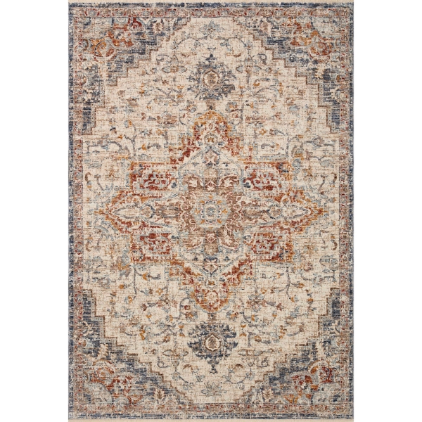 Ivory and Blue Bergamo Area Rug, 6x9 | Kirklands Home