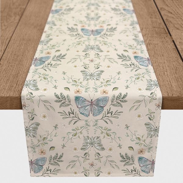 Cream Botanical Butterfly Table Runner, 90 in. | Kirklands Home