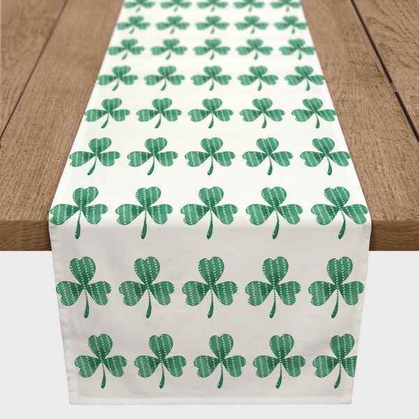 Green and White Clover Grid Table Runner, 90 in. | Kirklands Home