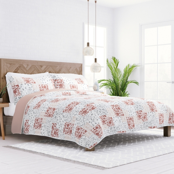Blush Patchwork Reversible 3-pc. King Quilt Set | Kirklands Home