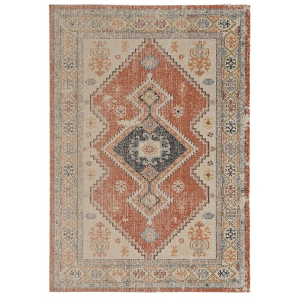 Ivory and Rust Traditional Motif Area Rug, 5x7 | Kirklands Home