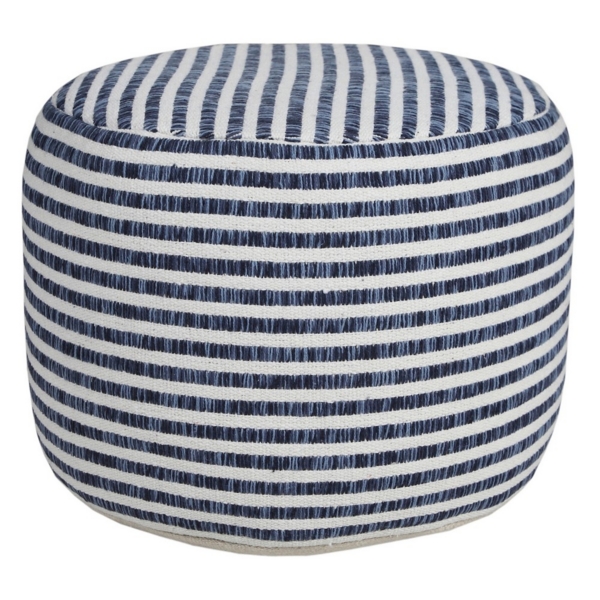 Stripe Organic Cotton Pouf Blue White 14H x 18 Kirkland s Home