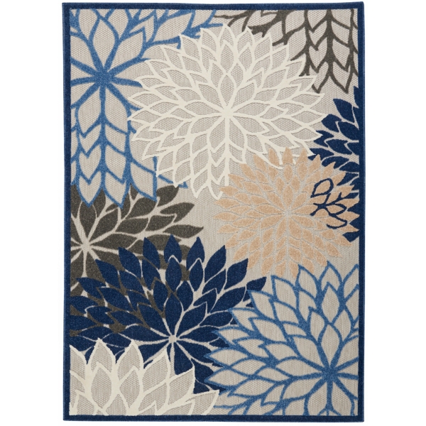 Blue Floral Burst Outdoor Area Rug, 6x9 | Kirklands Home