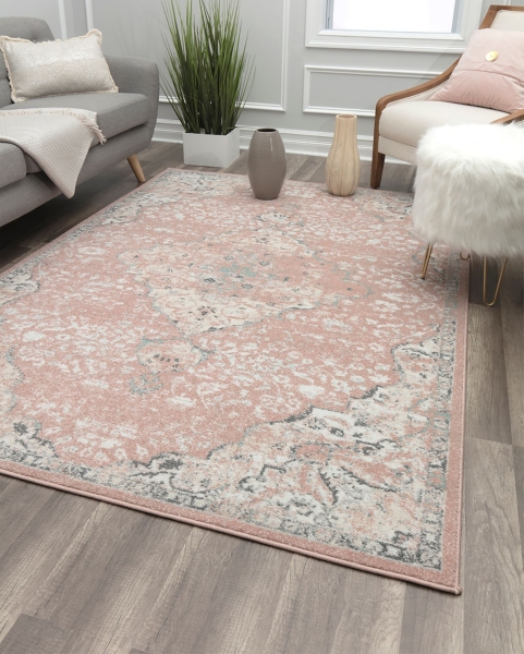Pink Rose Medallion Area Rug, 5x7 | Kirklands Home
