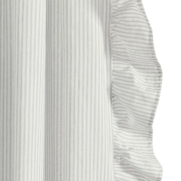Kirklands Gray Stripe Ruffled Curtain Panel Set, 84 in. | Hamilton Place