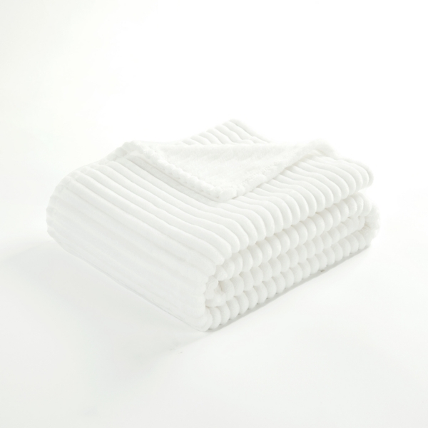 Kirklands White Ribbed Ultra Soft Faux Fur Throw | Hamilton Place