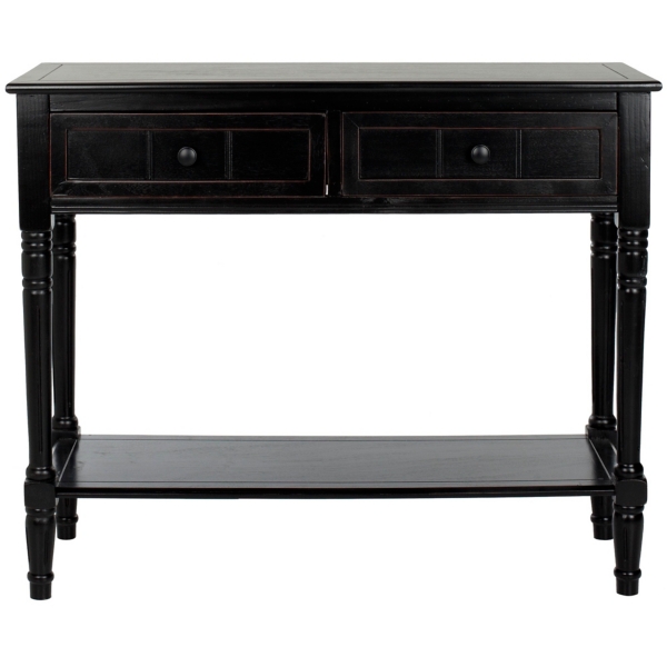 Distressed Black Wood 2-Drawer Console Table | Kirklands Home