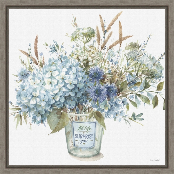 Bohemian Blue Floral Vase Framed Canvas Art Print | Kirklands Home