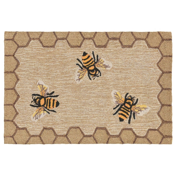 Natural Honeycomb & Bees Outdoor Accent Rug | Kirklands Home