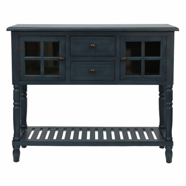 Navy Blue Slatted Windowpane Console Table | Kirklands Home