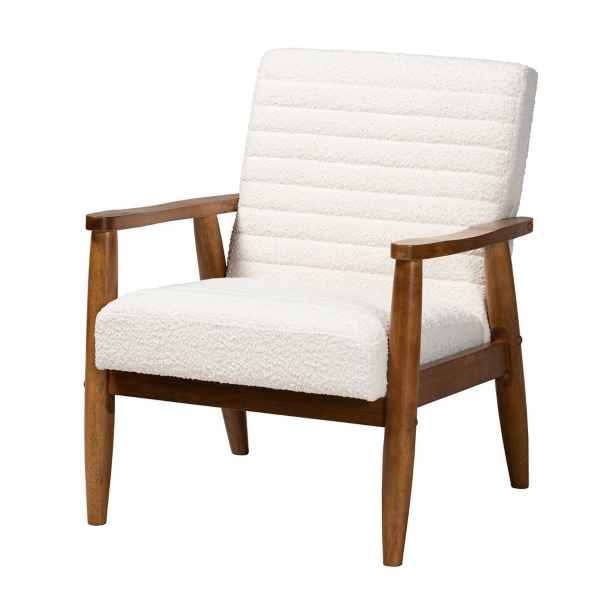 Boucle Wood Frame Accent Chair Brown Ivory 27.4L x 29.7W 33.3H Upholstered Wood Boucle Kirkland s Home