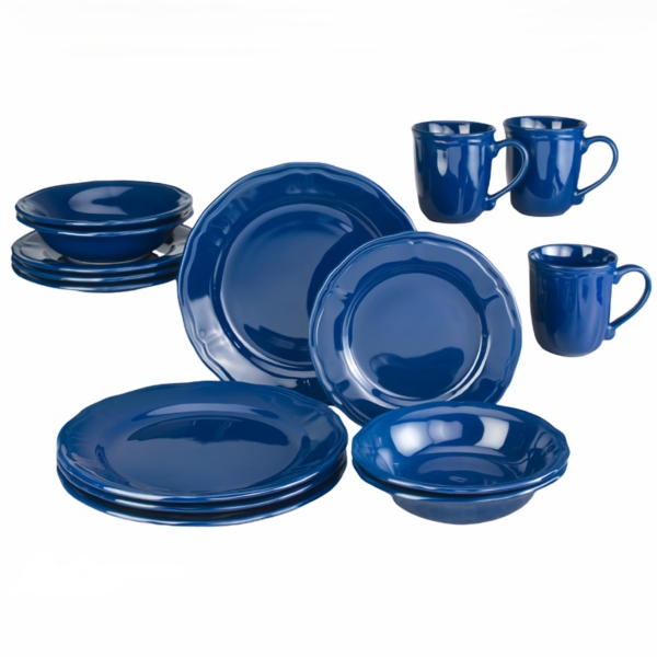 Blue Ceramic Soft Scallop 16-pc. Dinnerware Set | Kirklands Home