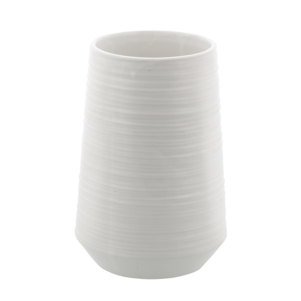 Kirklands White Ceramic Ribbed Vase 7 In Hamilton Place